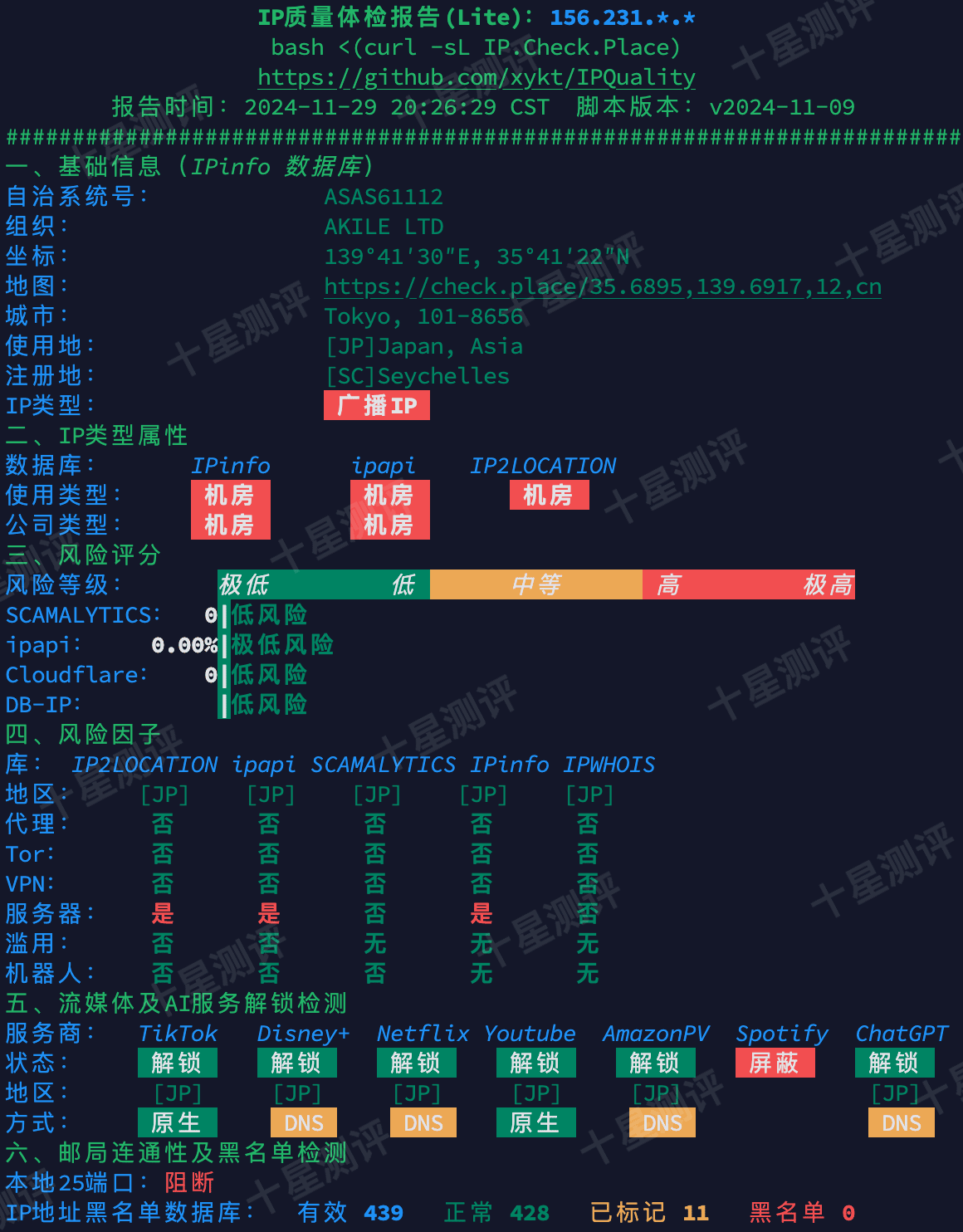 AkileCloud日本东京IIJ VPS综合测评 - 十星测评